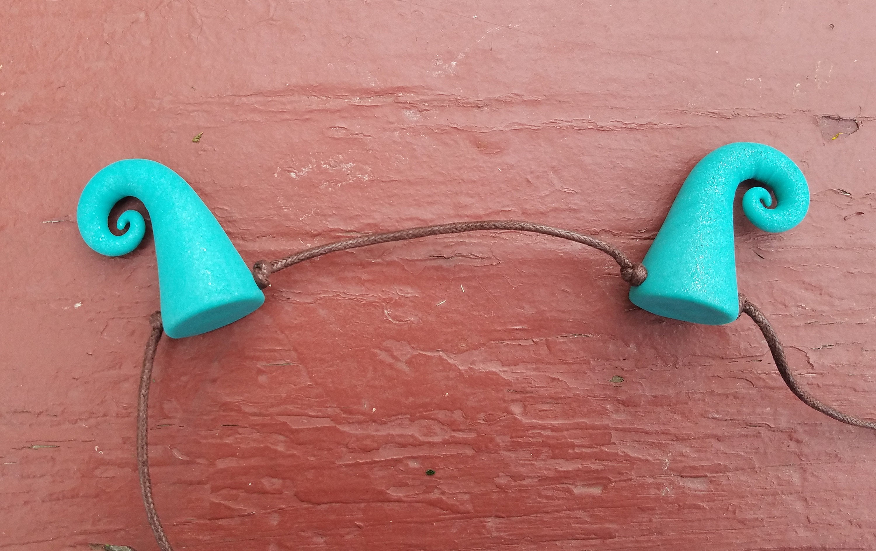 Teal Shimmer Downwards Curly Devil Horns Costume Accessory | Etsy