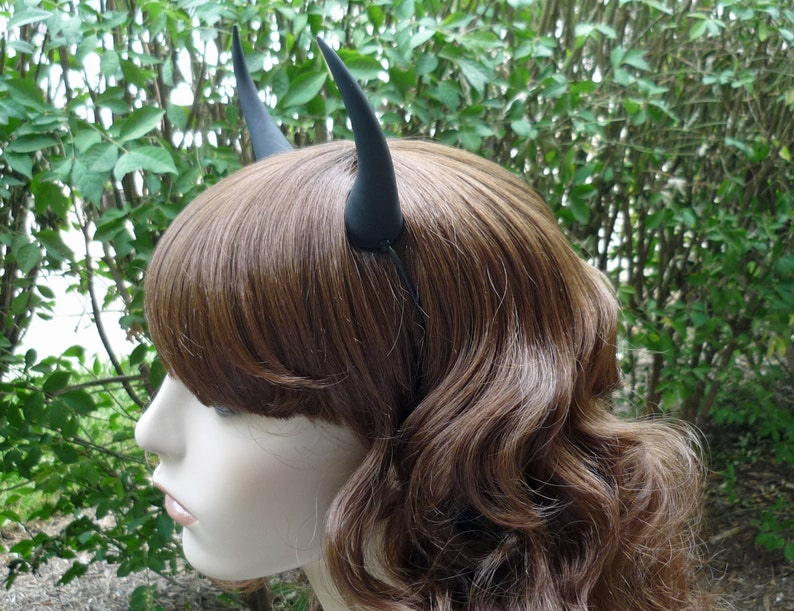 Larger Matte Black Devil Horns Costume Accessory | Etsy