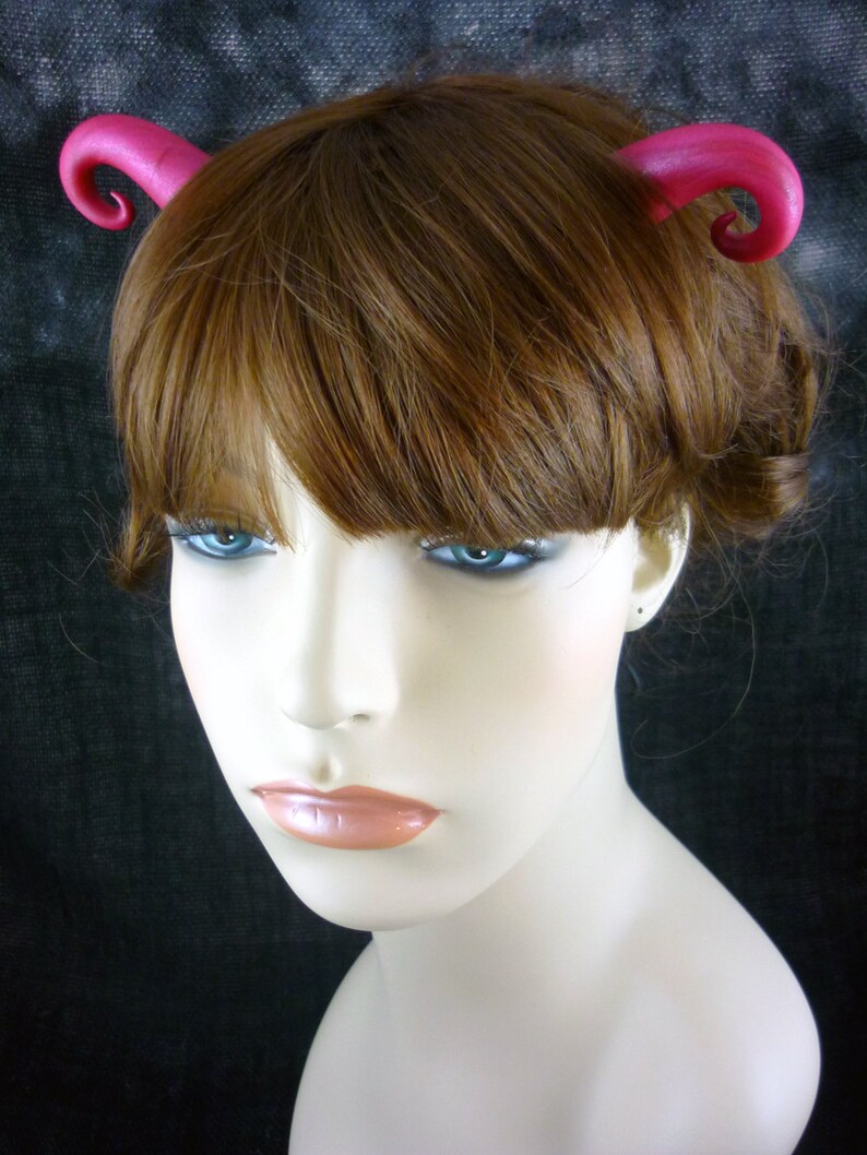 Curly Magenta Shimmery Sad Devil Horns Costume Accessory - Etsy