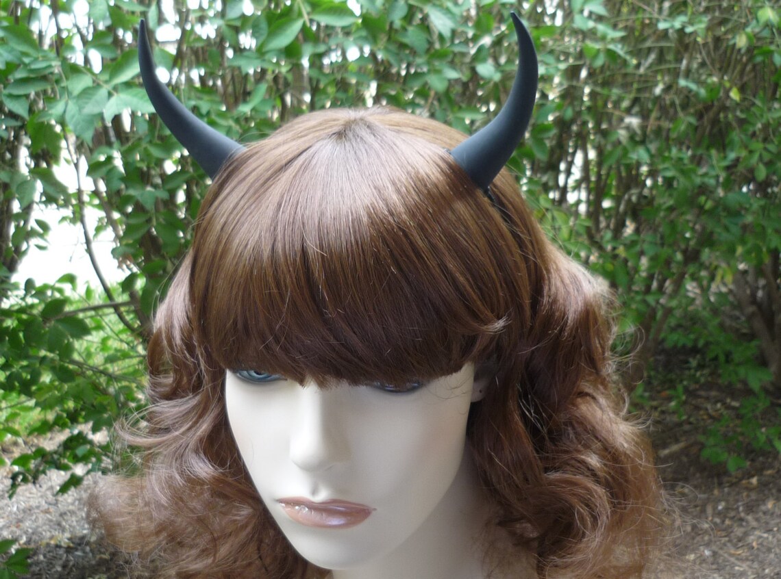 Larger Matte Black Devil Horns Costume Accessory | Etsy