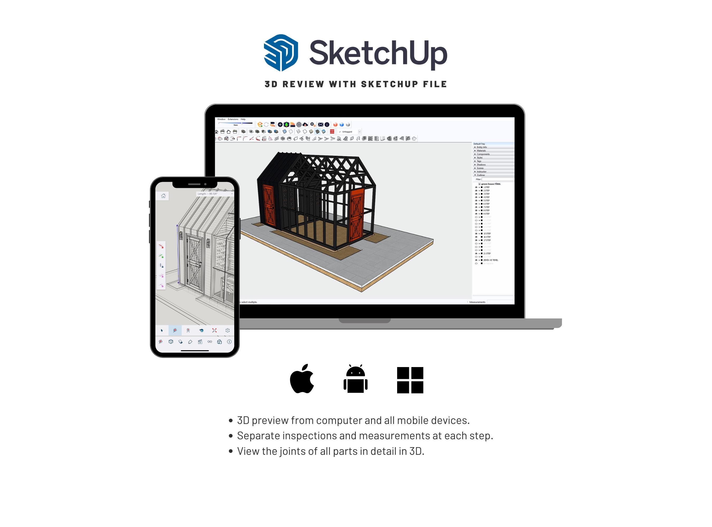 Greenhouse Shed Plans: Material List + 3D Sketchup Guide - Etsy
