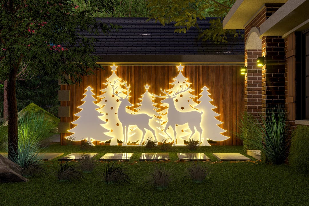 DIY Christmas Silhouettes, Garden Decor - Santa and Deers - Outdoor ...