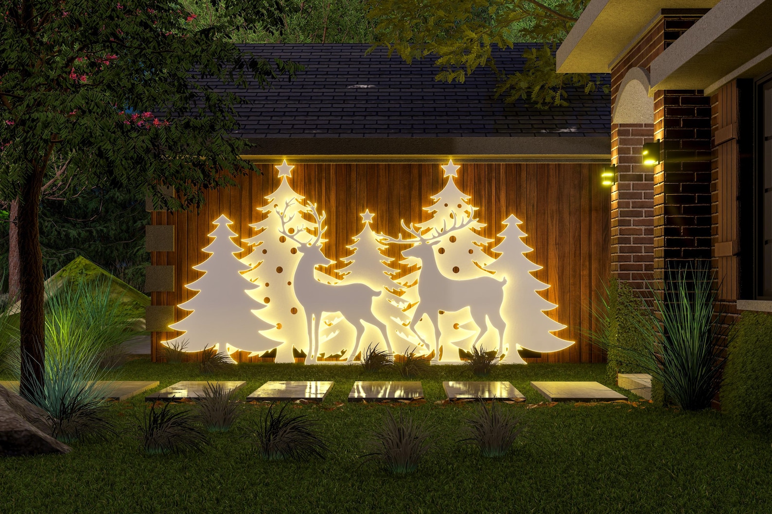 DIY Christmas Silhouettes, Garden Decor - Santa and Deers - Outdoor ...