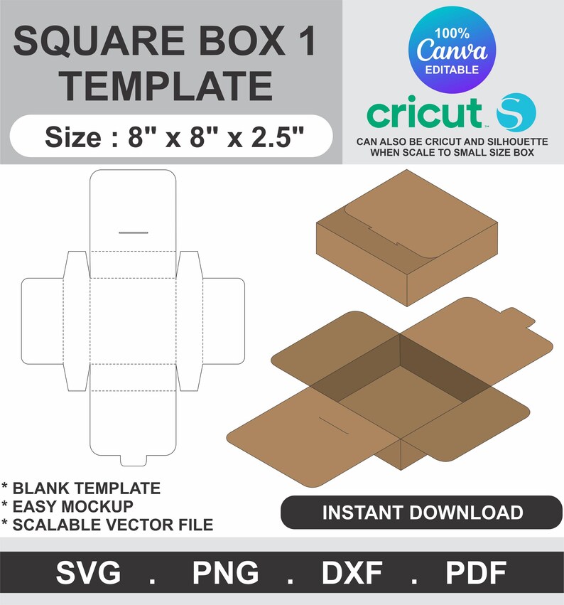 Box Template SVG Box Cricut Gift Box SVG Packaging Box SVG Packaging ...