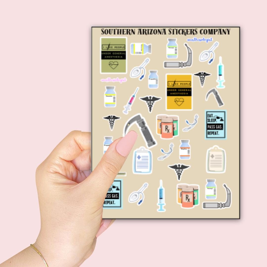 Anesthesia Gift, Anesthesia Stickers, Anesthesiology Sticker Sheet - Etsy