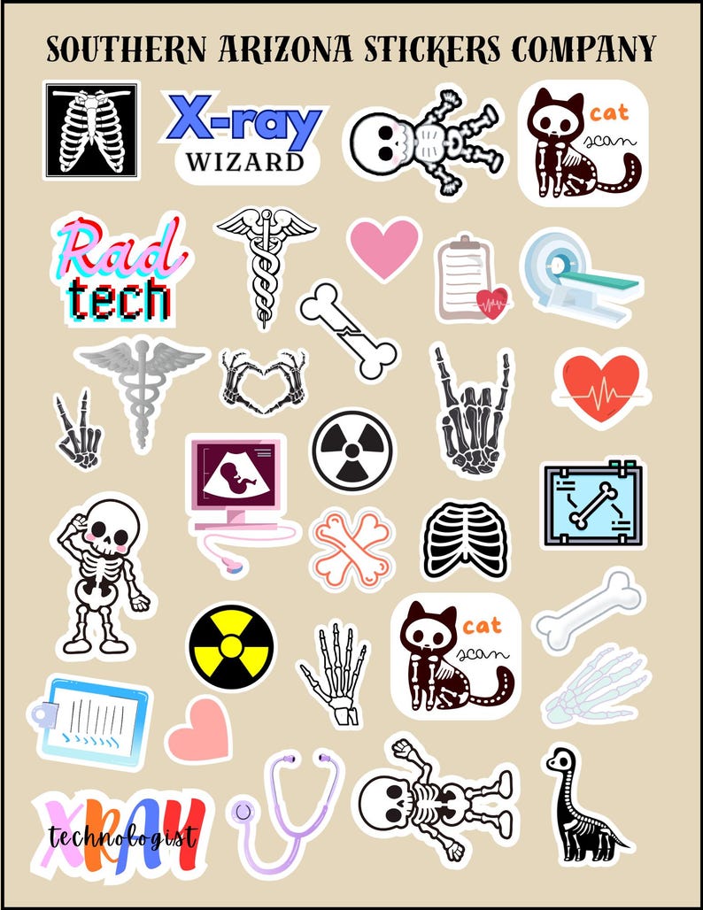 Radiology Technician Stickers, Vinyl Decals, Medical Imaging Stickers ...