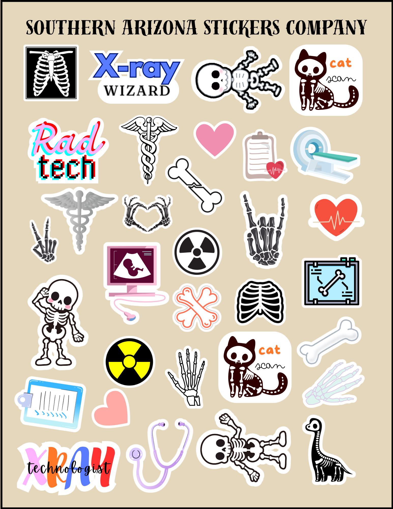 Radiology Technician Stickers, Vinyl Decals, Medical Imaging Stickers ...