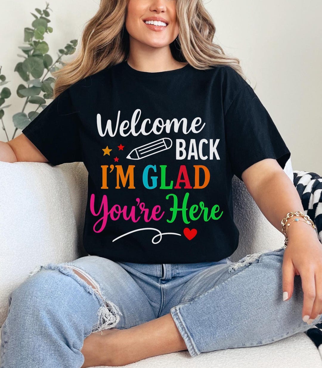 Welcome Back I'm Glad You're Here Png, Preppy Back to School Png ...