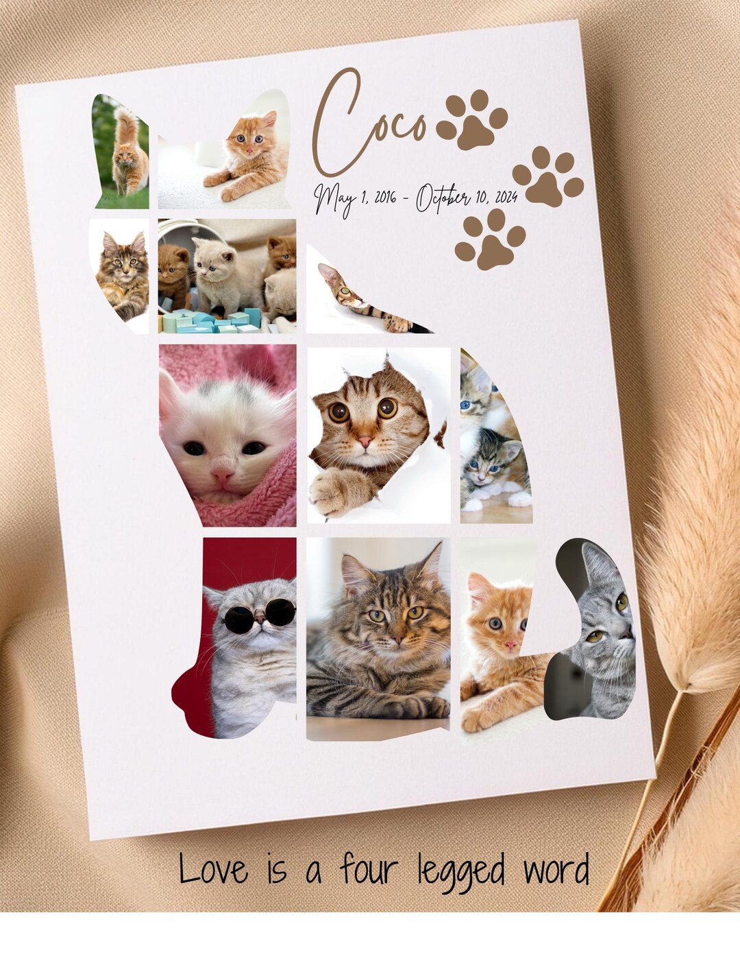 Cat Photo Print, Pet Photo Collage, Pet Collage Template,pet Memorial ...