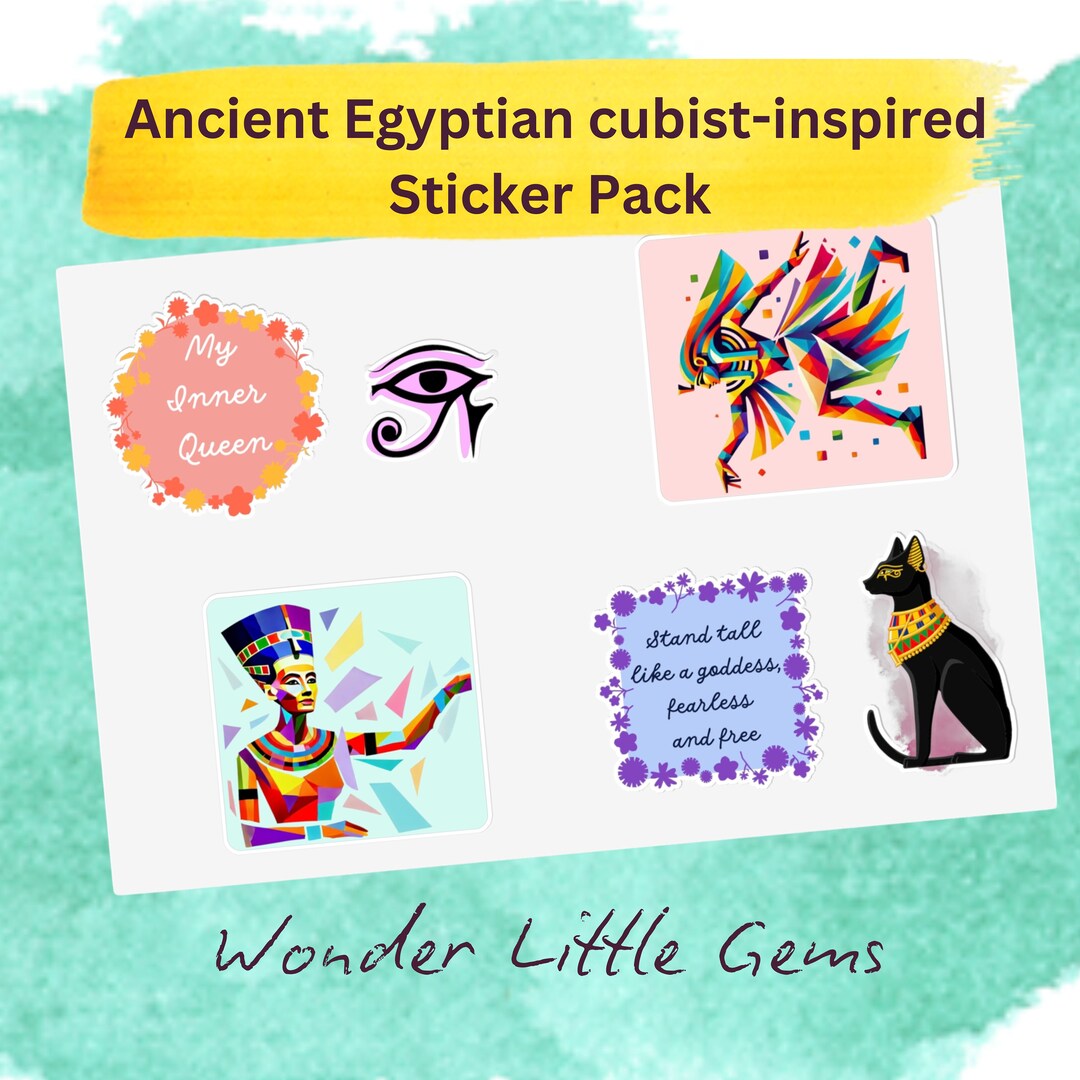 Egyptian Women Empowerment Sticker Pack Vibrant Cubist Queen Designs ...
