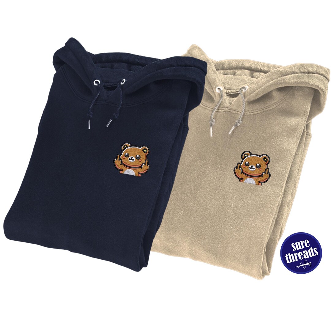 Teddy Bear Giving the Middle Finger Sweatshirt or Hoodie, Funny ...