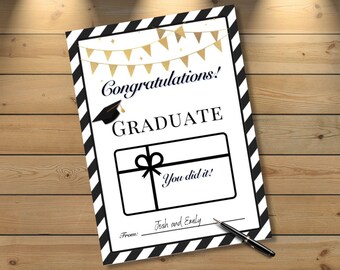 Printable Graduation Gift Card Holder, Gift for Graduation, Instant ...