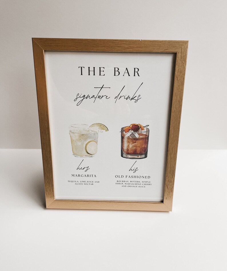 Bar Menu Signature Cocktail Sign for Wedding His and Hers Signature ...