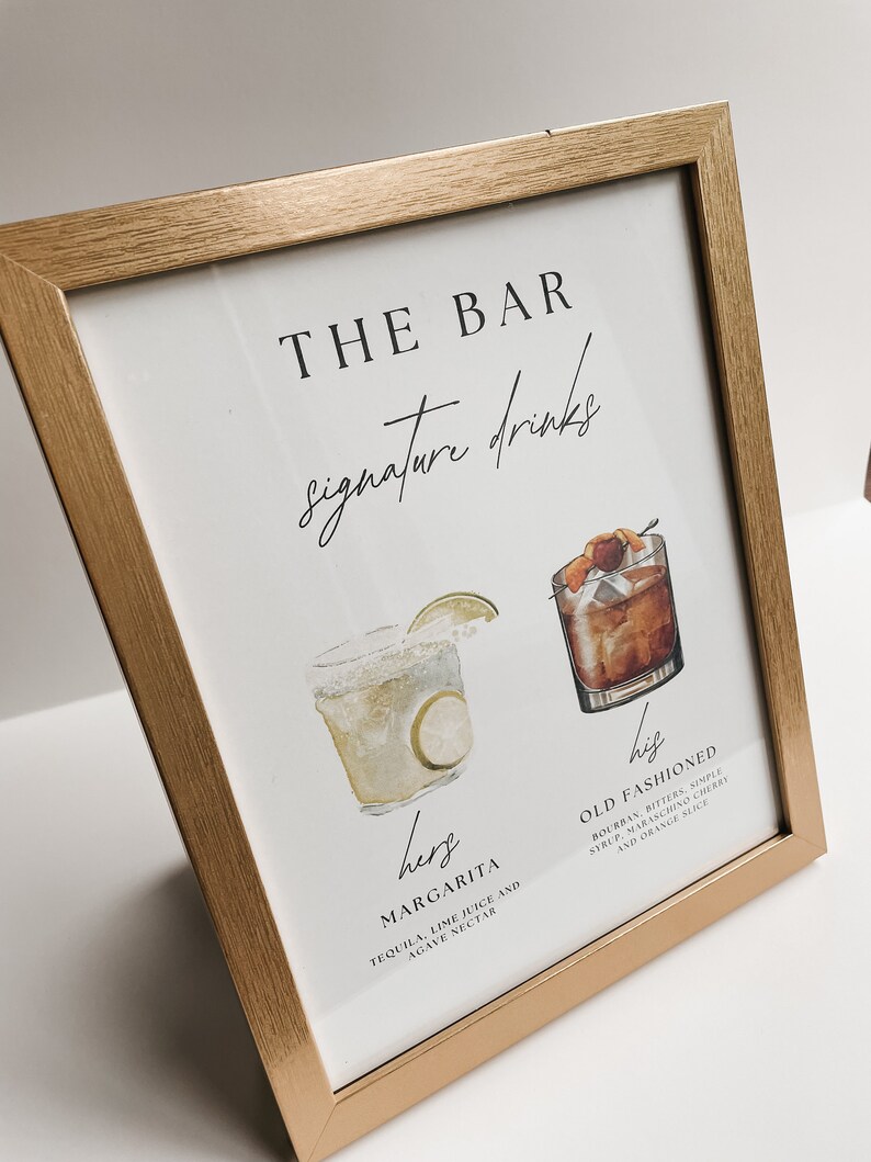 Bar Menu Signature Cocktail Sign for Wedding His and Hers Signature ...