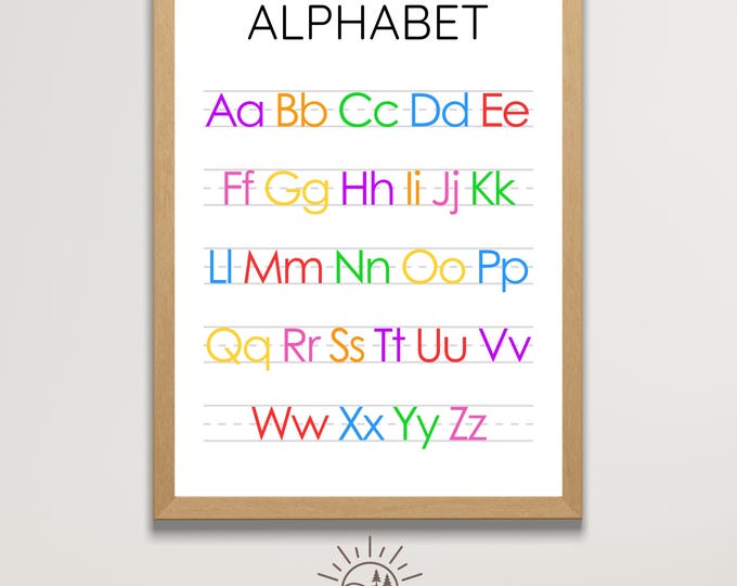 Alphabet Chart Blue, PRINTABLE Educational Poster, DIGITAL DOWNLOAD ...