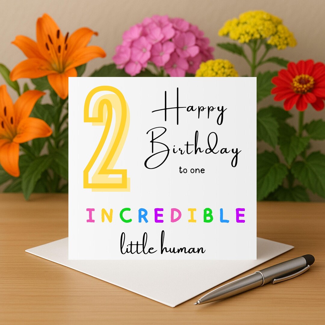 Second Birthday Card for Incredible Little Human Thoughtful Card for Ex ...