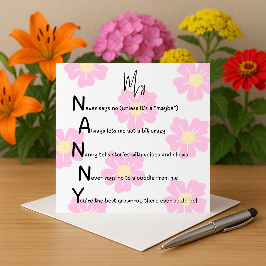 Nanny Birthday Card Happy Birthday Nanny Card Birthday Card for Nanny ...