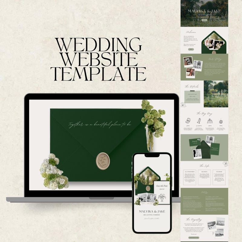 Botanical Wedding Website - Etsy