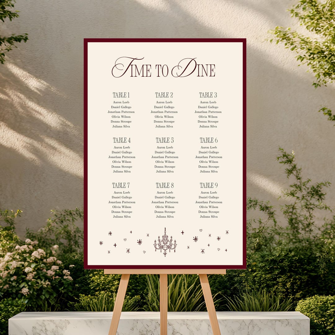 SEATING CHART Template - Round Table | Wedding Reception, Rehearsal ...
