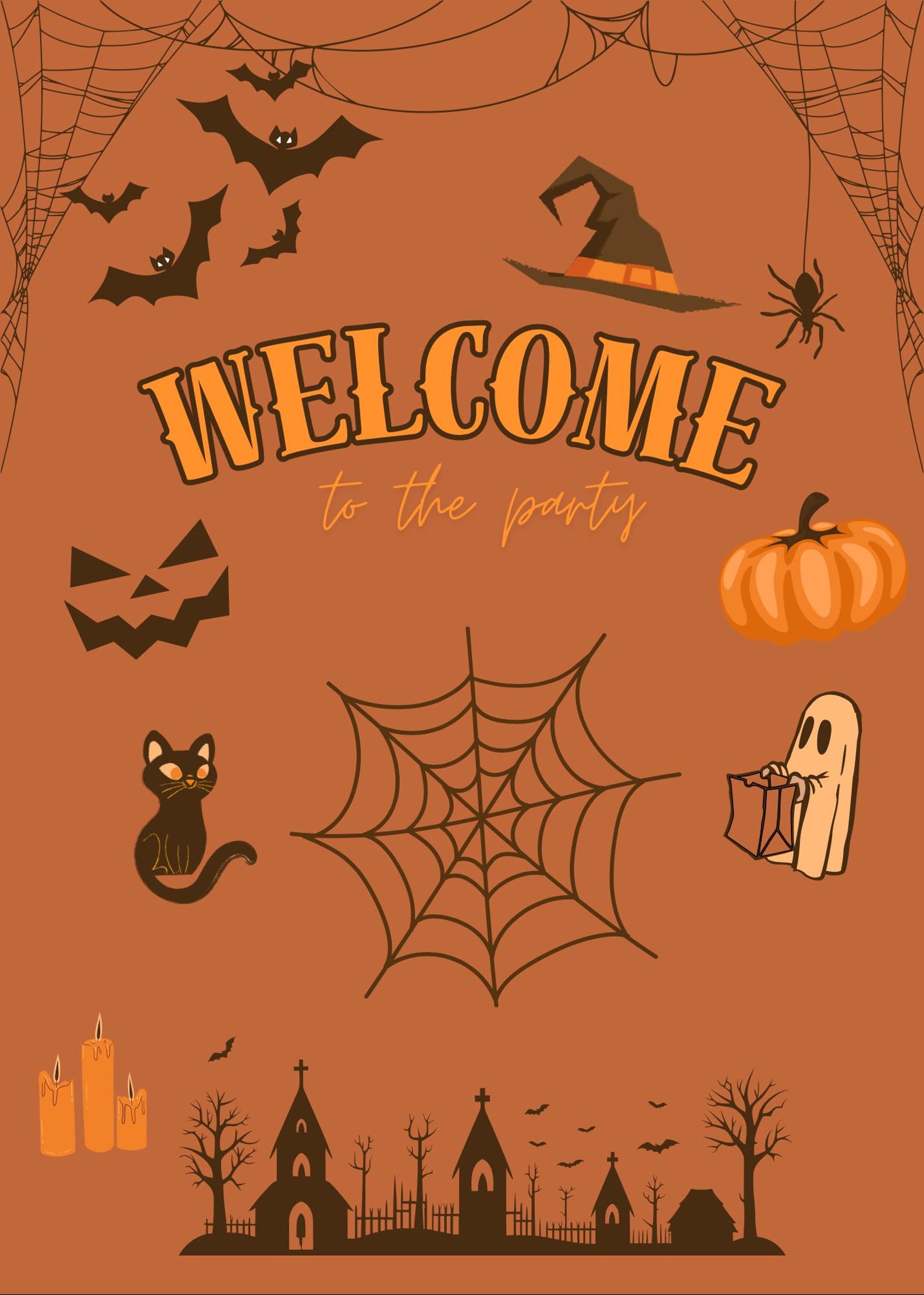 Halloween Party Welcome Poster Sign Template Printable, Halloween Party ...