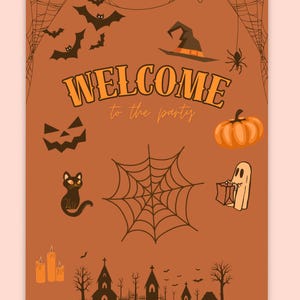 Halloween Party Welcome Poster Sign Template Printable, Halloween Party ...
