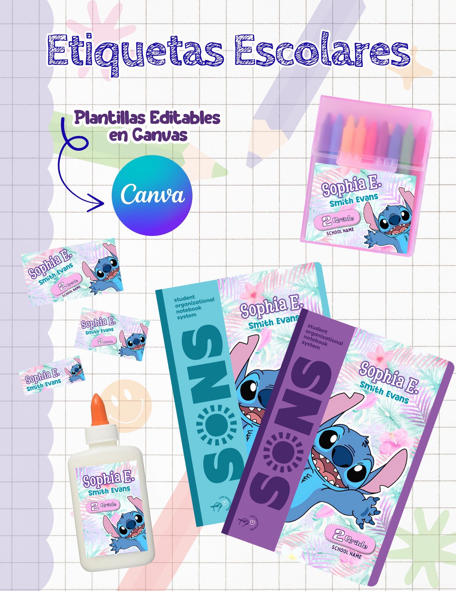 Editable School Labels in Canva - Etsy