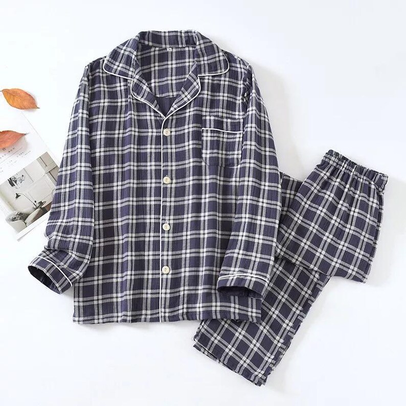 Custom Cotton Plaid Pajama Set for Couples Personalized Matching ...