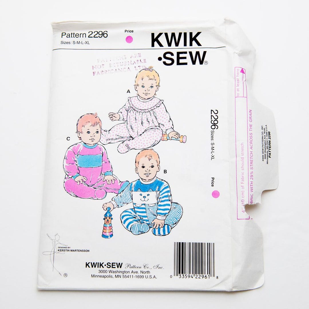Vintage Kwik Sew 2296 Sewing Pattern: Baby Jumpsuits (sizes S-m-l-xl ...