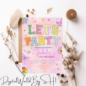 Birthday Patch Letter Invitation,girl Birthday Party Invitation,scl ...