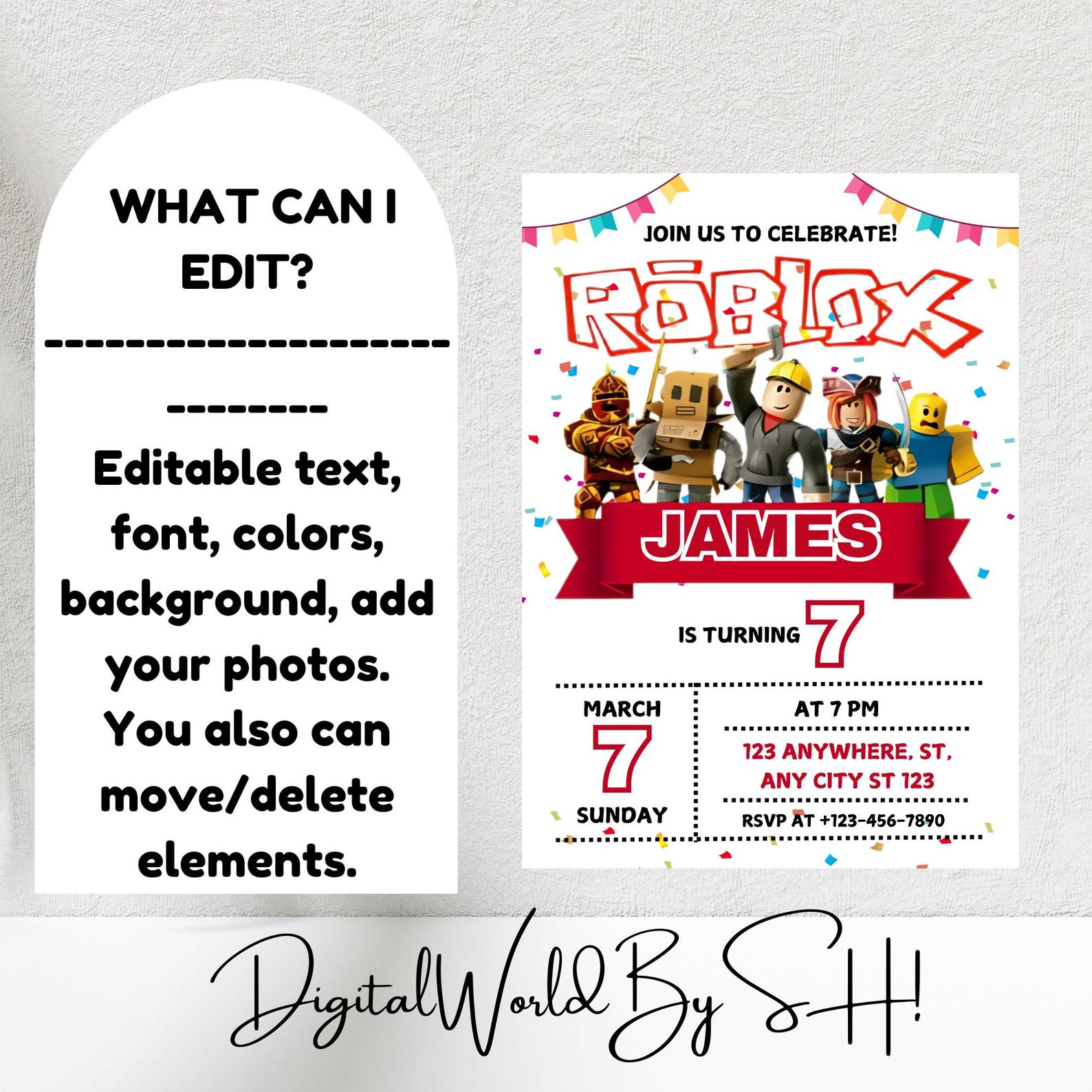 Editable Roblox Invitation, Roblox Invite, Game Party, Roblox Boys ...