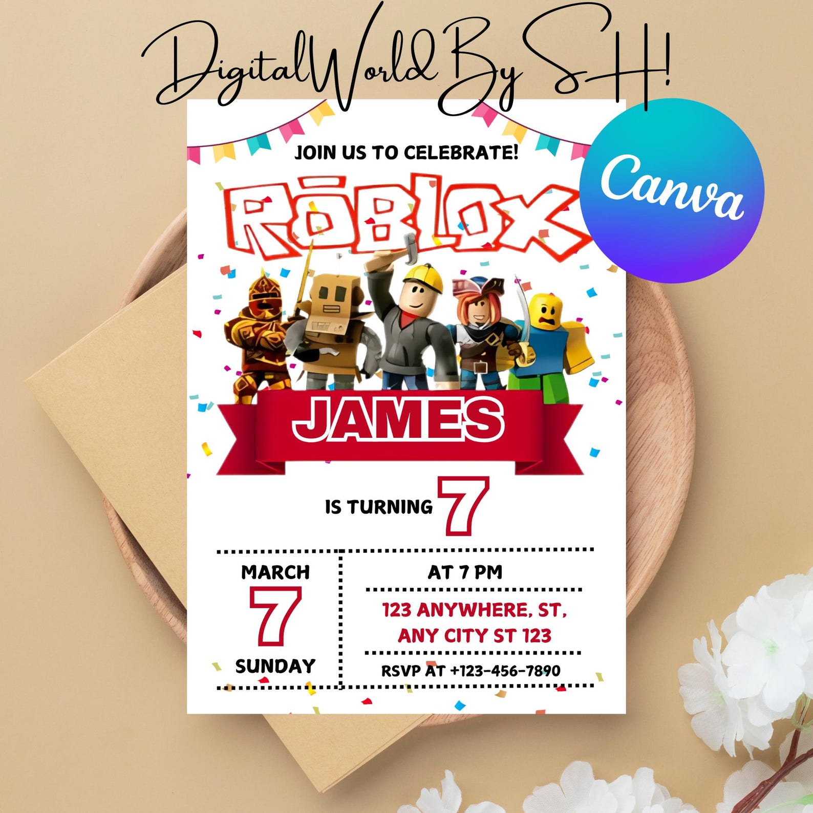 Editable Roblox Invitation, Roblox Invite, Game Party, Roblox Boys ...