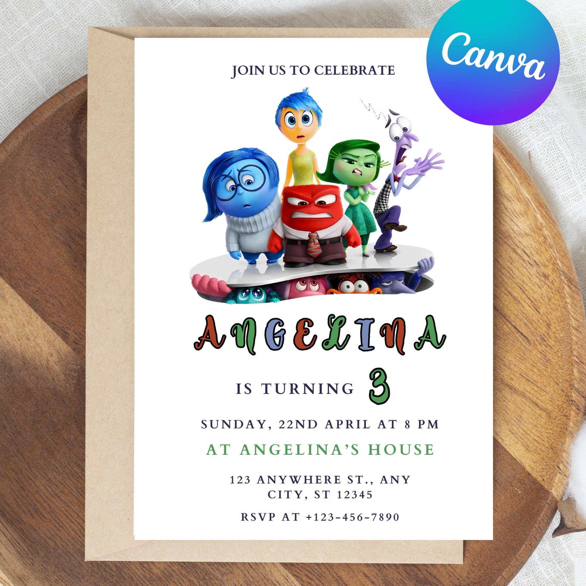 Editable Inside Out Birthday Invitation Template, Printable Birthday ...
