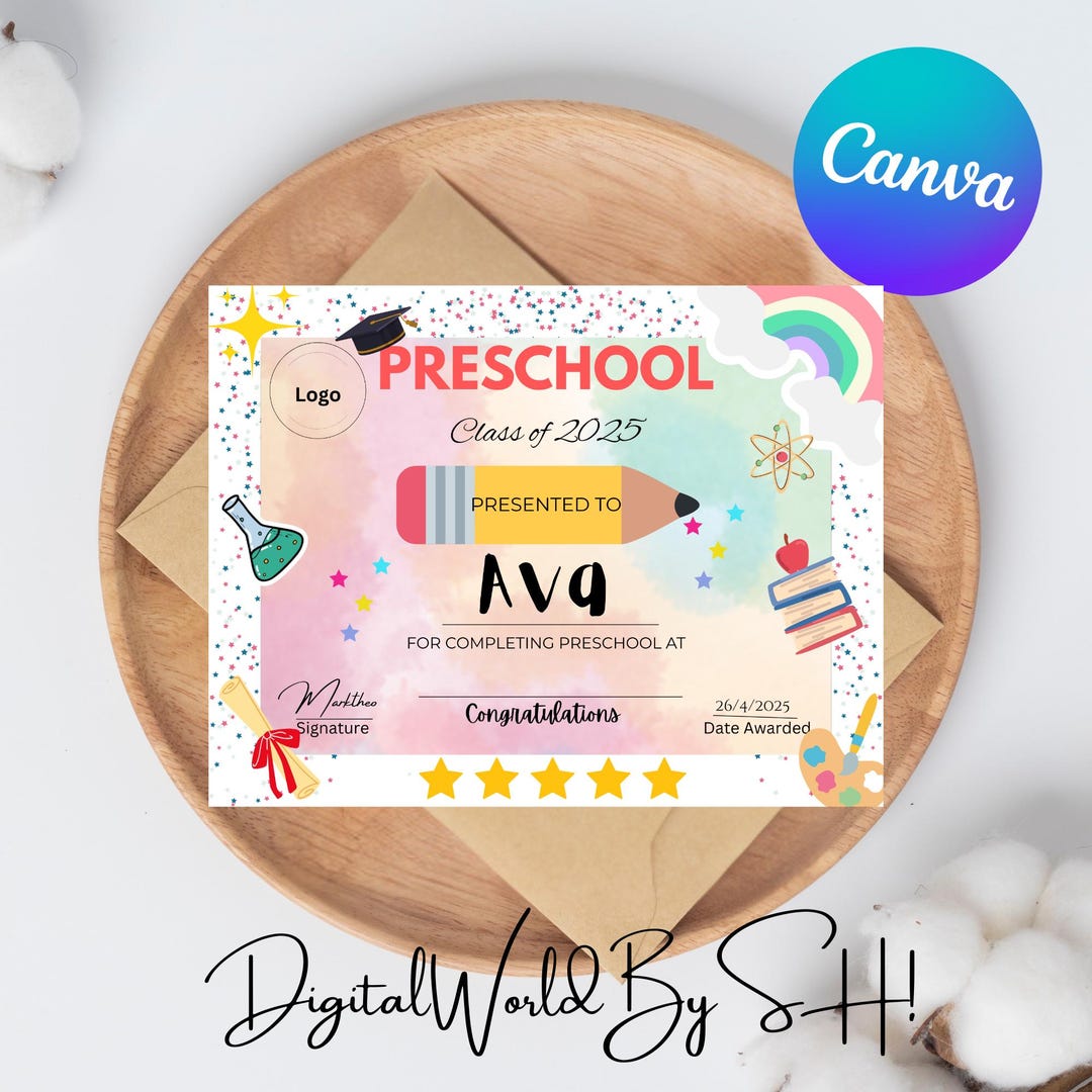Editable Preschool Graduation Certificate, Preschool Graduation, Last ...