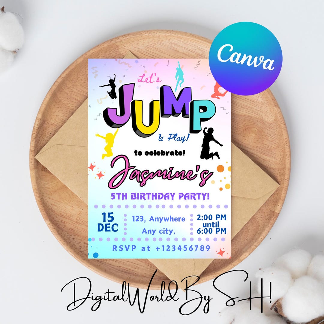 Trampoline Park Birthday Invitation Jump Party Invitation Jumping ...