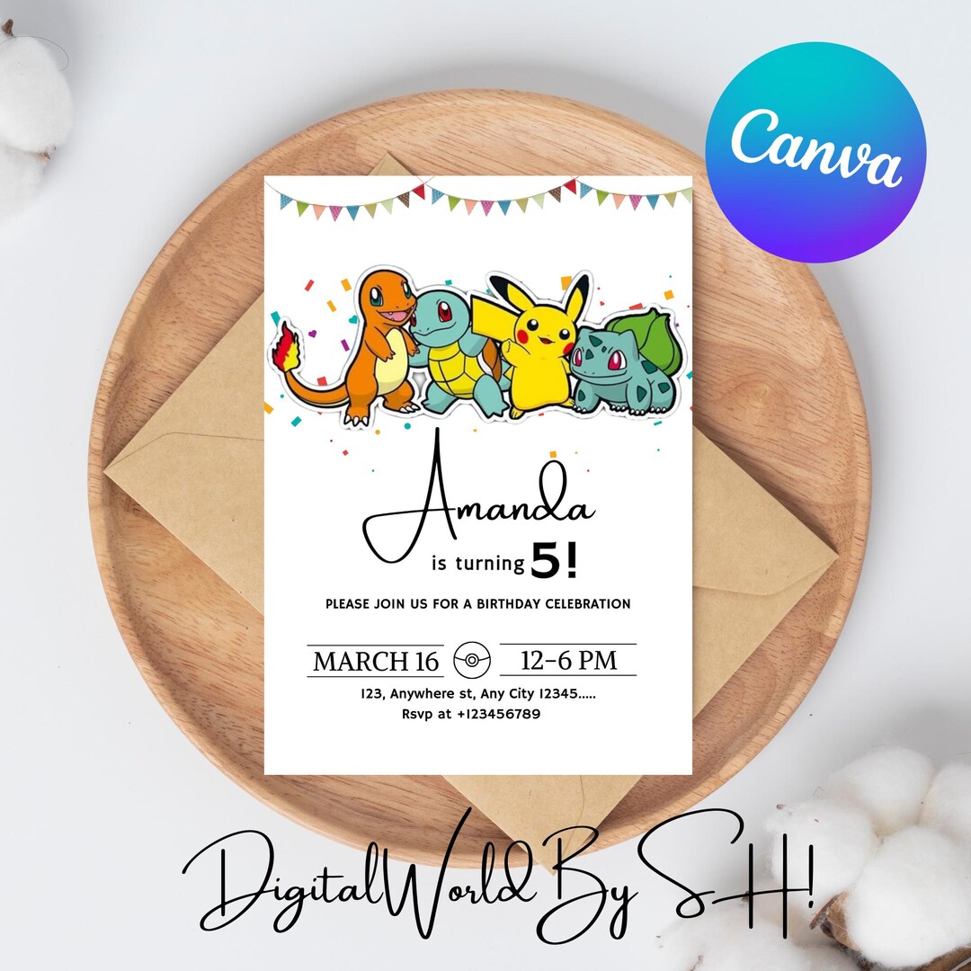 Printable Birthday Pokemon Invitation, Pikachu B-day Invite, Pokemone ...