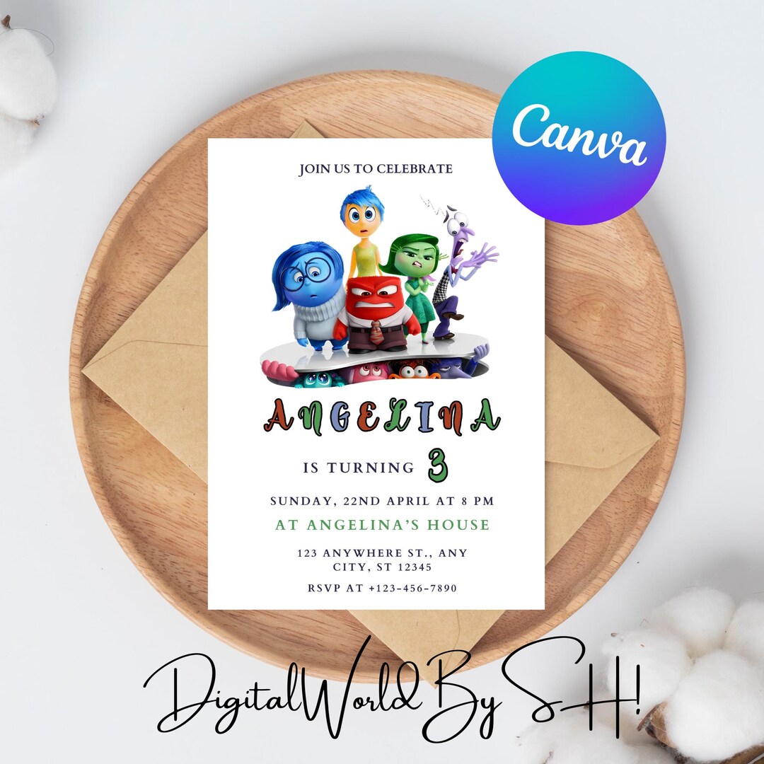 Editable Inside Out Birthday Invitation Template, Printable Birthday ...