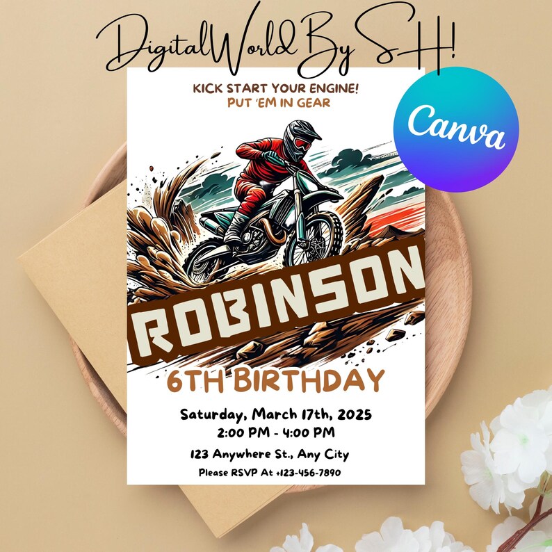 Dirt Bike Birthday Invitation, Motorbike Invite, Dirtbike Adventure ...