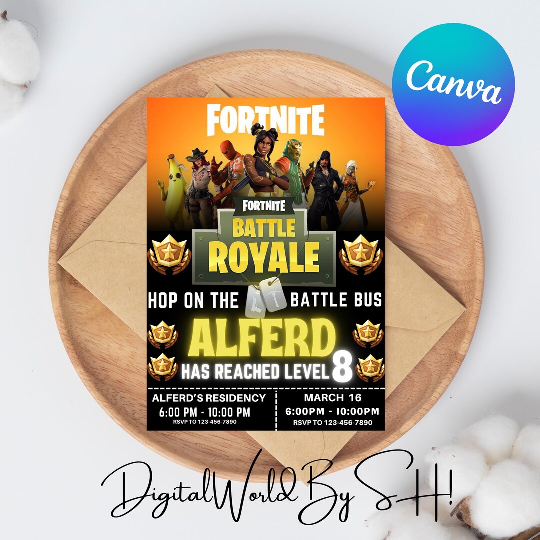 Editable Fort Game Birthday Invitation, Fort Night Birthday Party ...