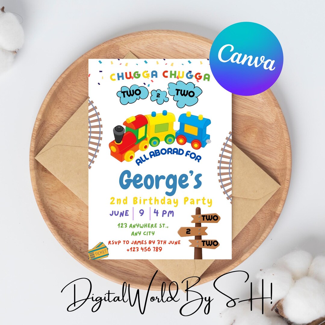 Editable Train Birthday Invitation Template, Toy Train Invitation for ...