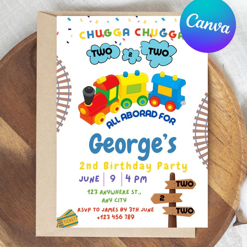 Editable Train Birthday Invitation Template, Toy Train Invitation for ...