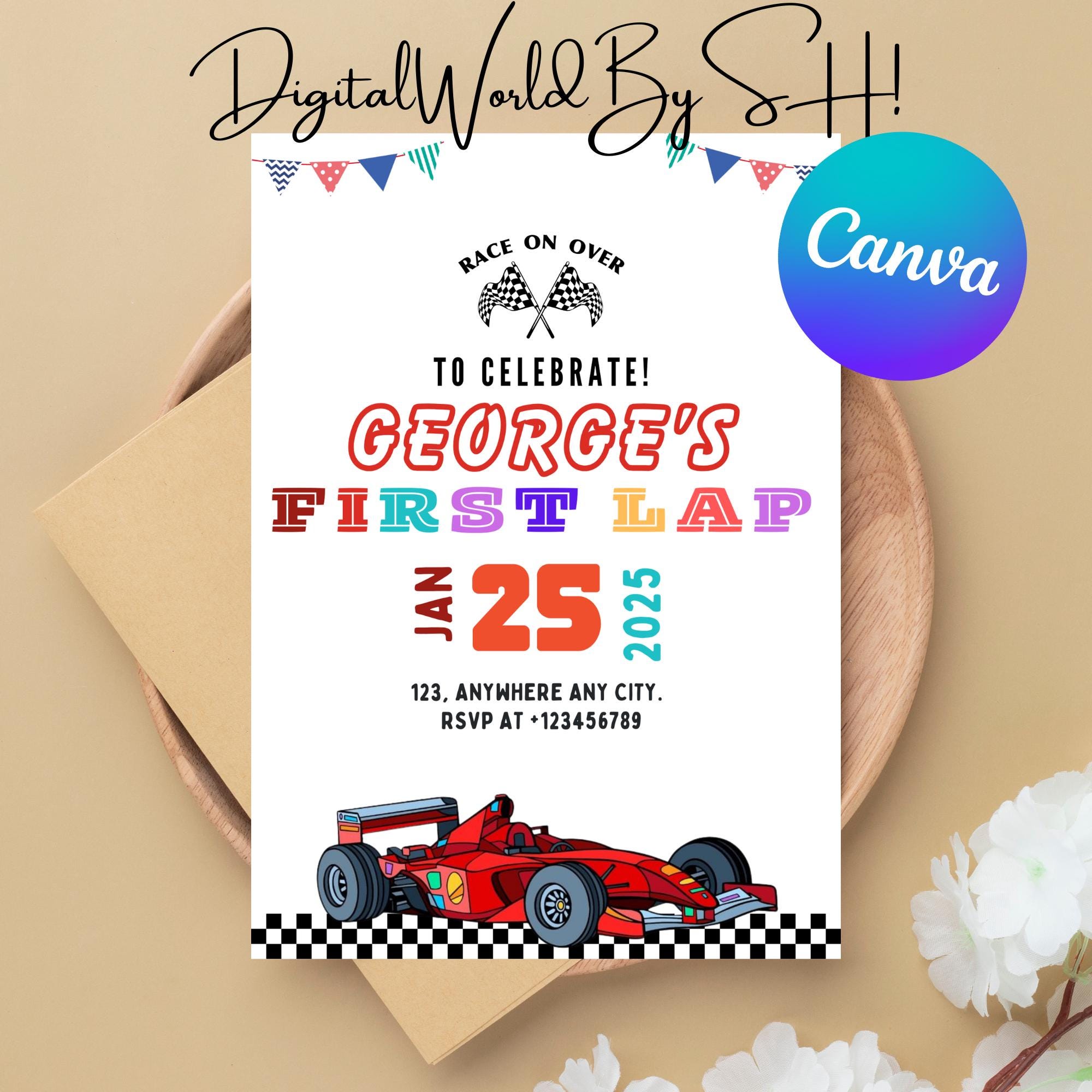 Editable Race Car Birthday Invitation, Sport Race Car Invite, Boys ...