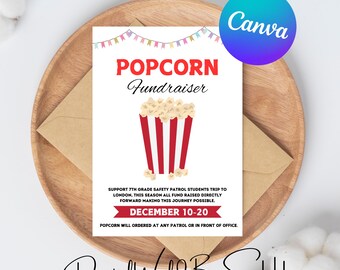 Editable Popcorn Fundraiser Flyer - Printable PTA, PTO, School Church ...