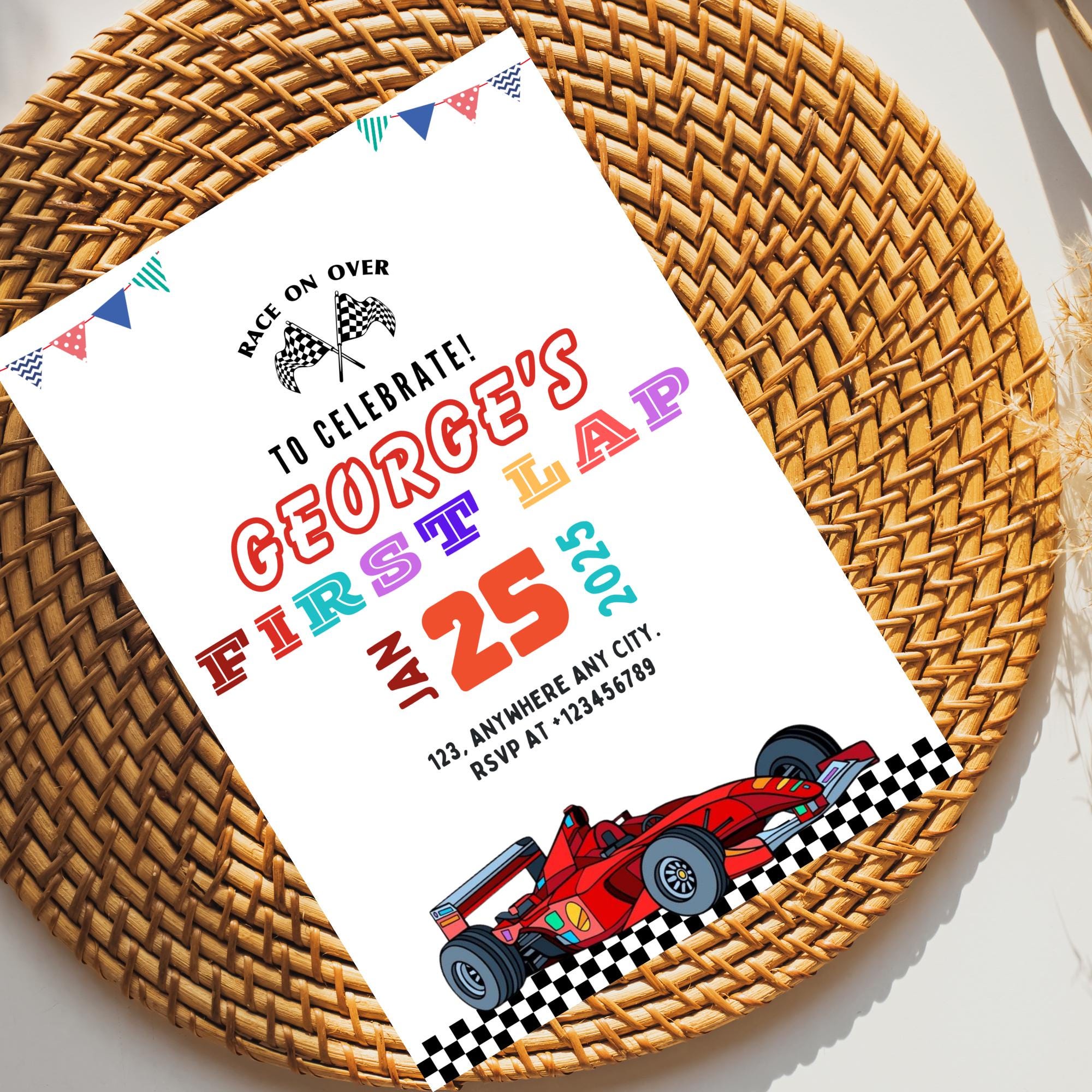 Editable Race Car Birthday Invitation, Sport Race Car Invite, Boys ...