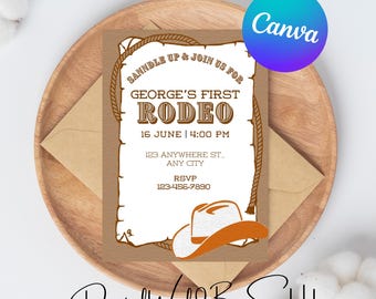 First Rodeo Invitation, Cowboy Birthday Invitation, Wild West Birthday ...