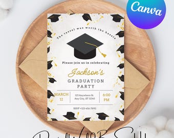 Graduation Party Invitation, Class of 2025 Invite, Purple Graduation ...