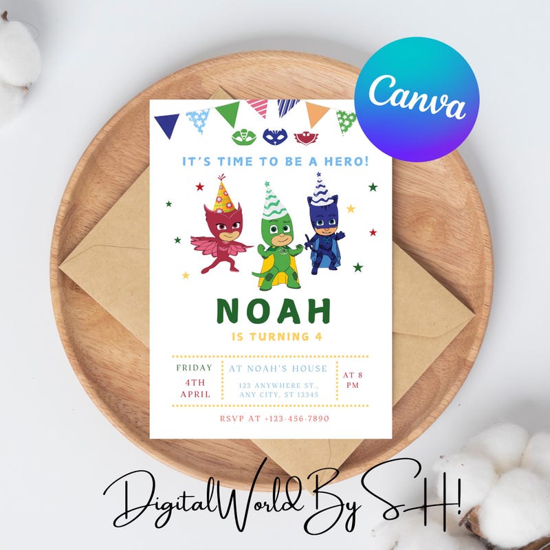 Pj Masks Invitation - Etsy