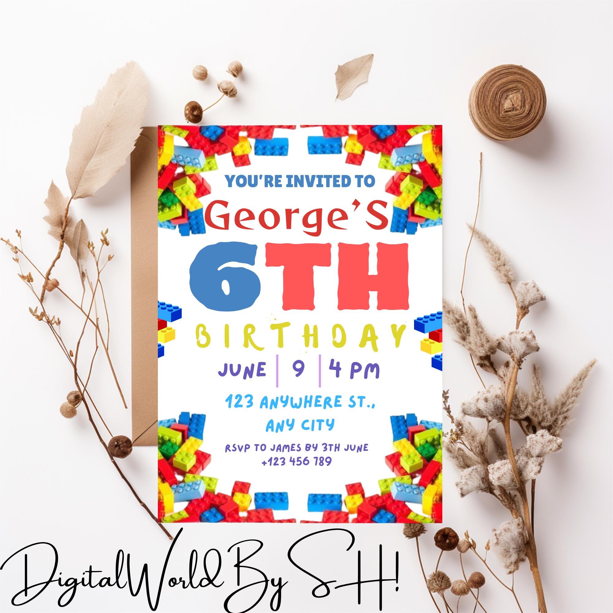 Editable Building Blocks Birthday Invitation, Blocks Invitation ...