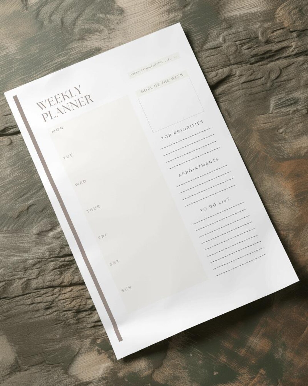 Weekly Planner Digital or Printable to Do List in A4 Beige, Minimal ...