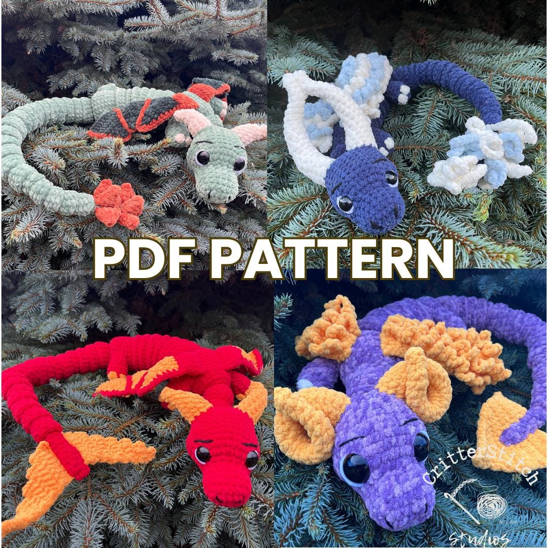 Archie the Articulated Dragon Crochet PATTERN (downloadable PDF) - Etsy