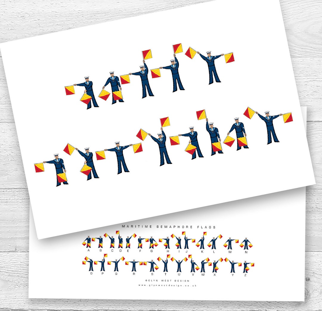 Happy Birthday Semaphore Flags Card - Etsy UK